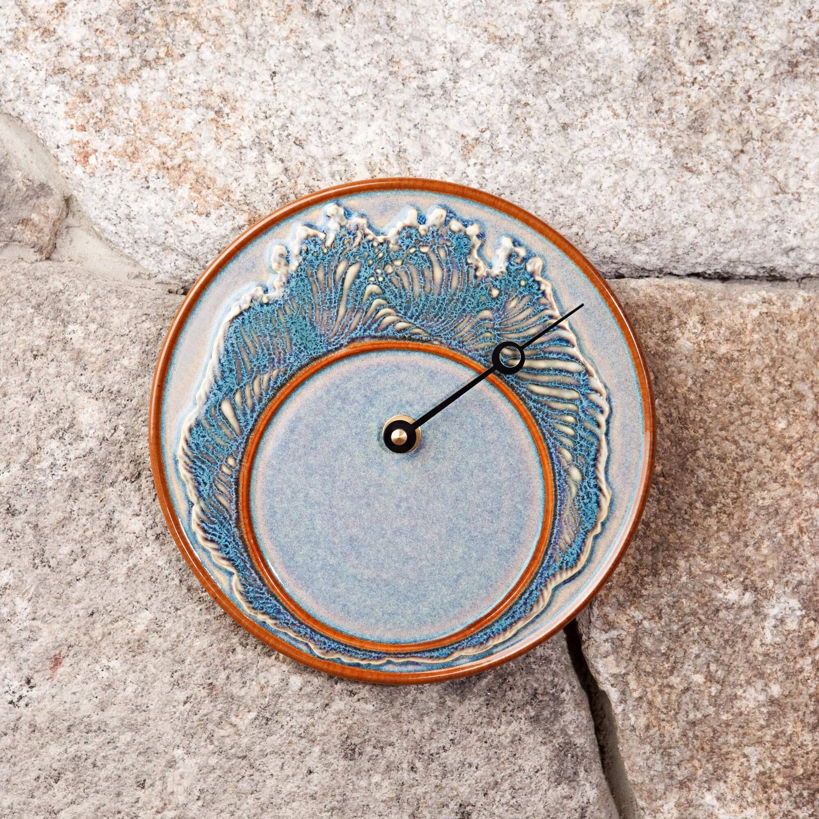 Tide Clock in Ivory Wave pattern handmade by Georgetown Pottery in Maine
