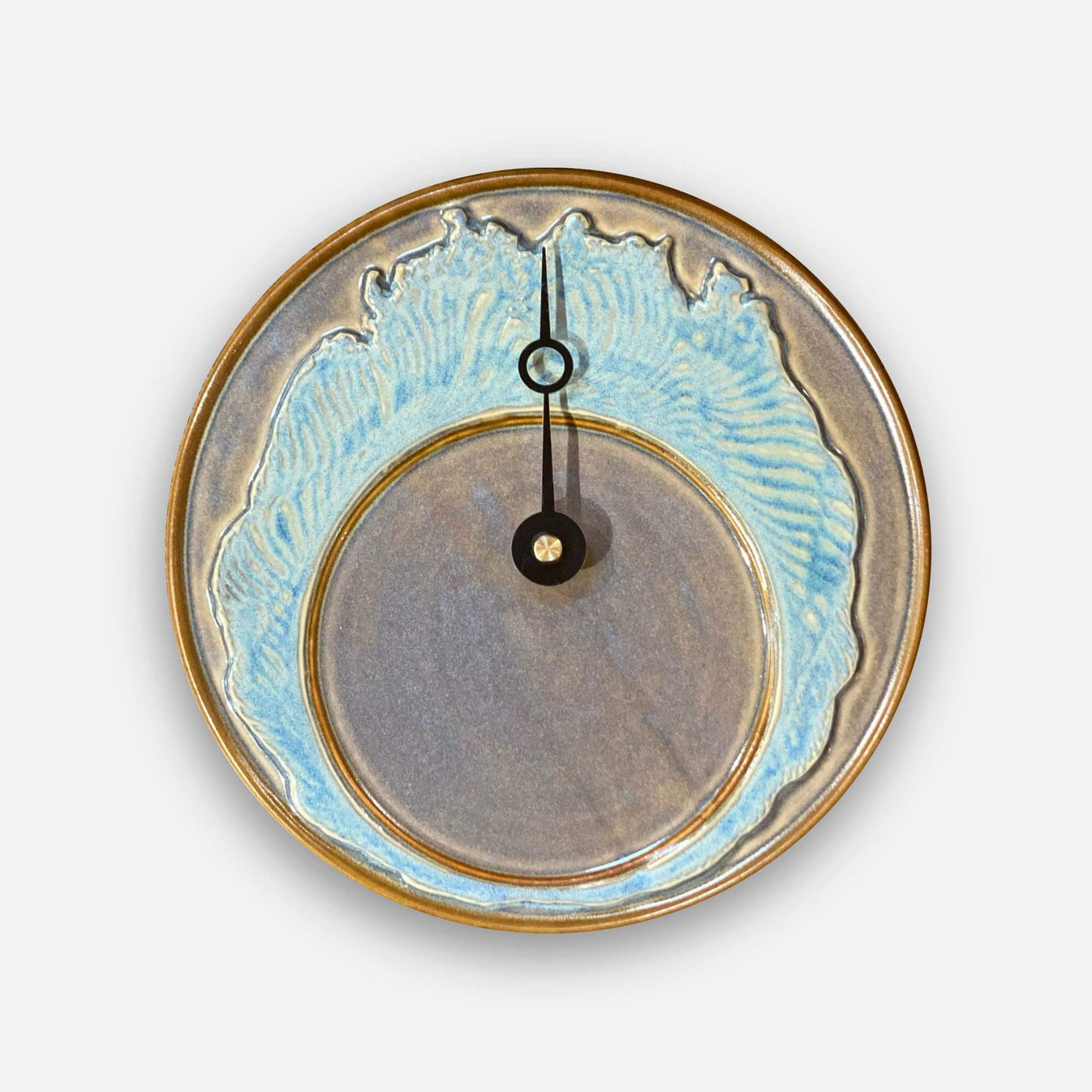 Tide Clock in Ivory Wave pattern handmade by Georgetown Pottery in Maine