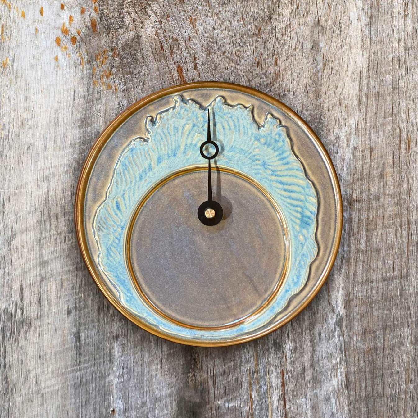 Tide Clock in Ivory Wave pattern handmade by Georgetown Pottery in Maine